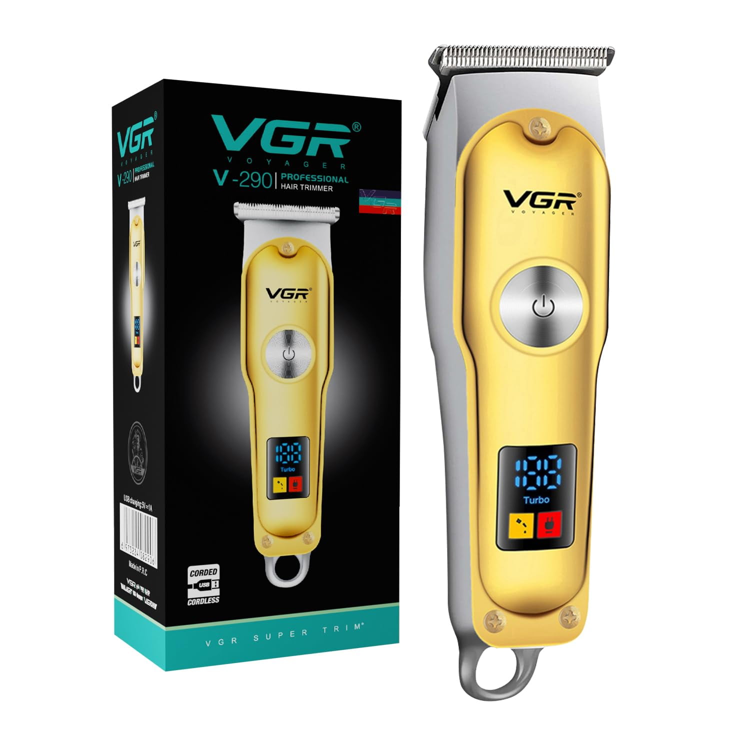 VGR V290 Professional Hair Clipper with LED Display Runtime 120 min ...