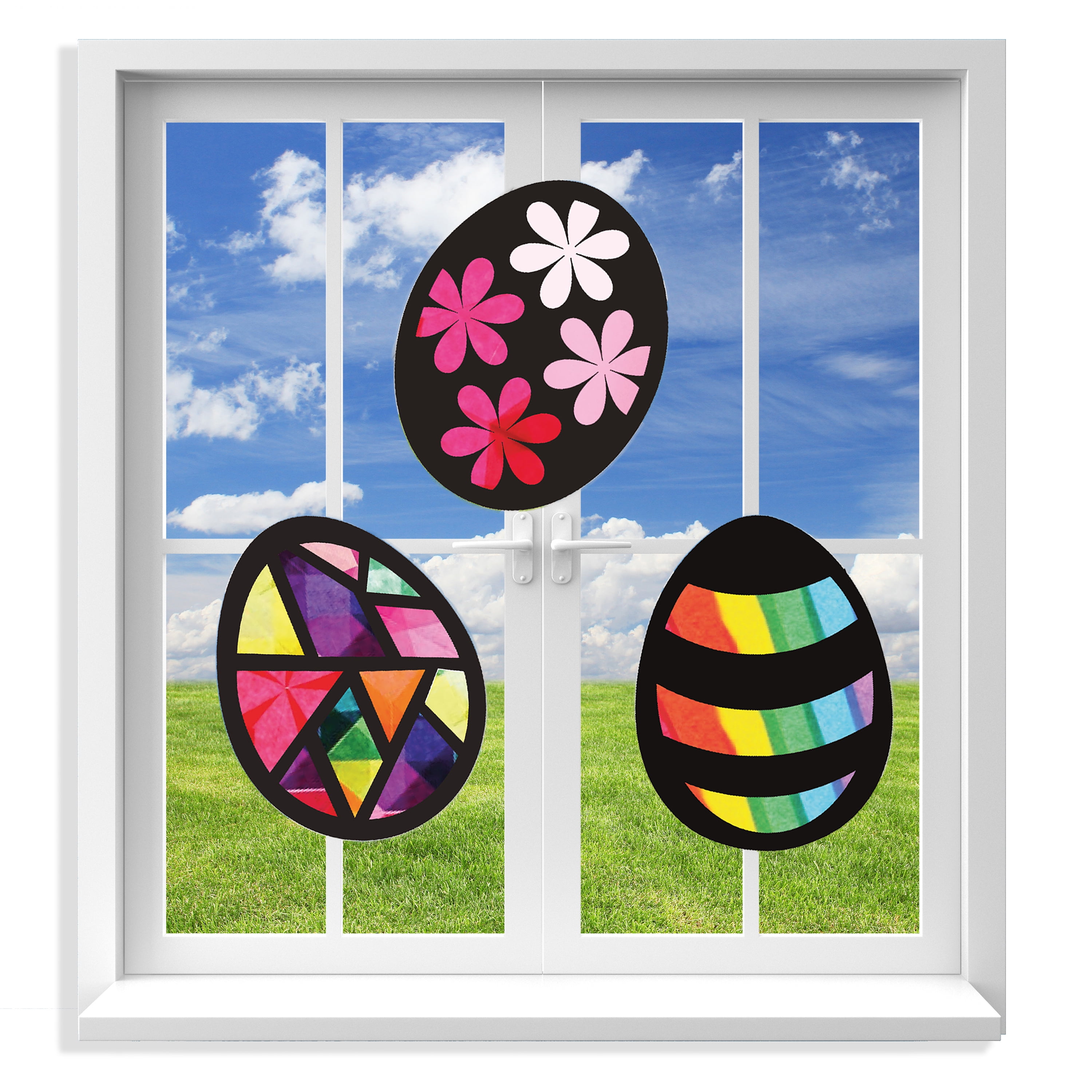 VHALE Suncatchers Craft, Stained Glass Effect Paper Sun Catcher Kit ...