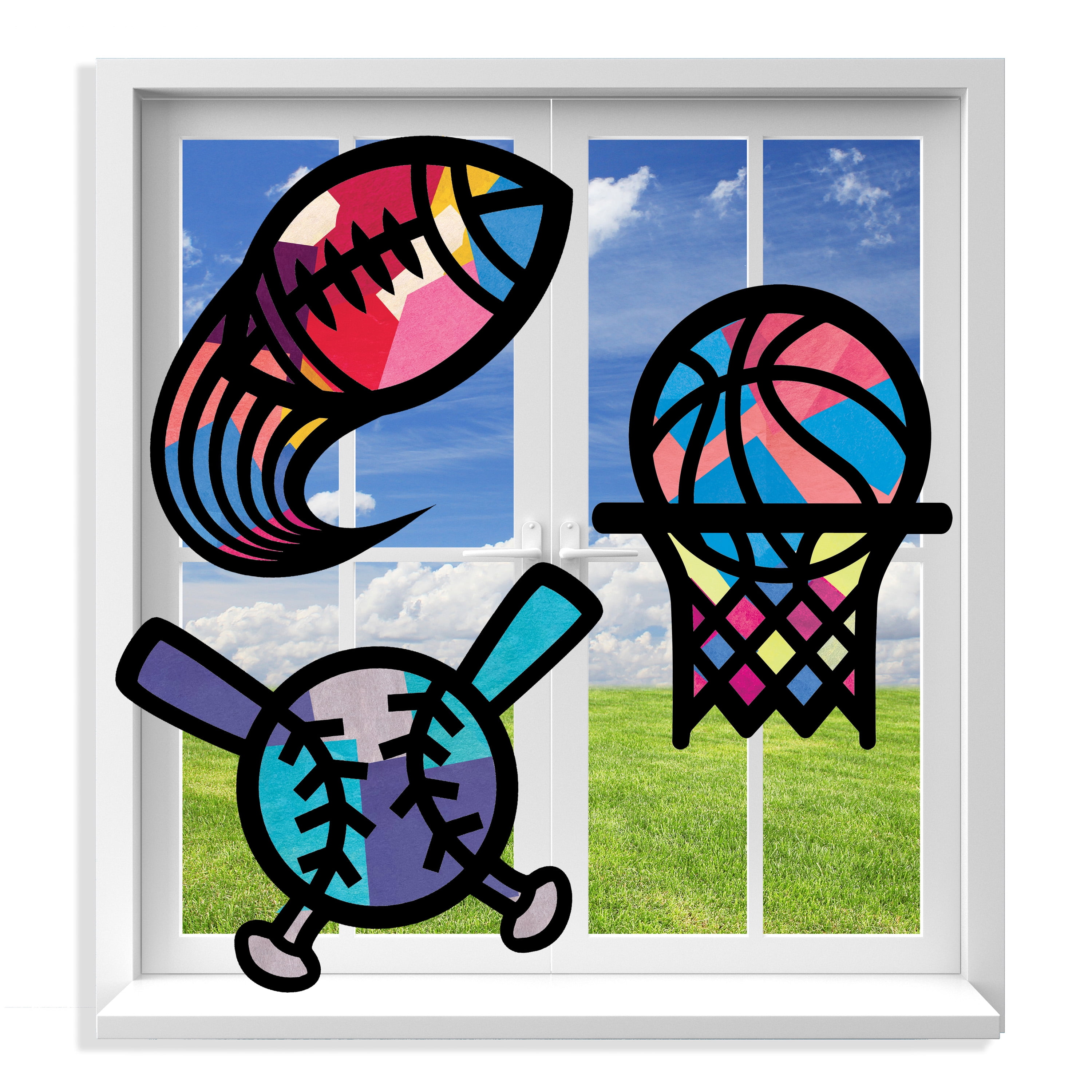 VHALE Suncatchers Craft, Stained Glass Effect Paper Sun Catcher Kit ...