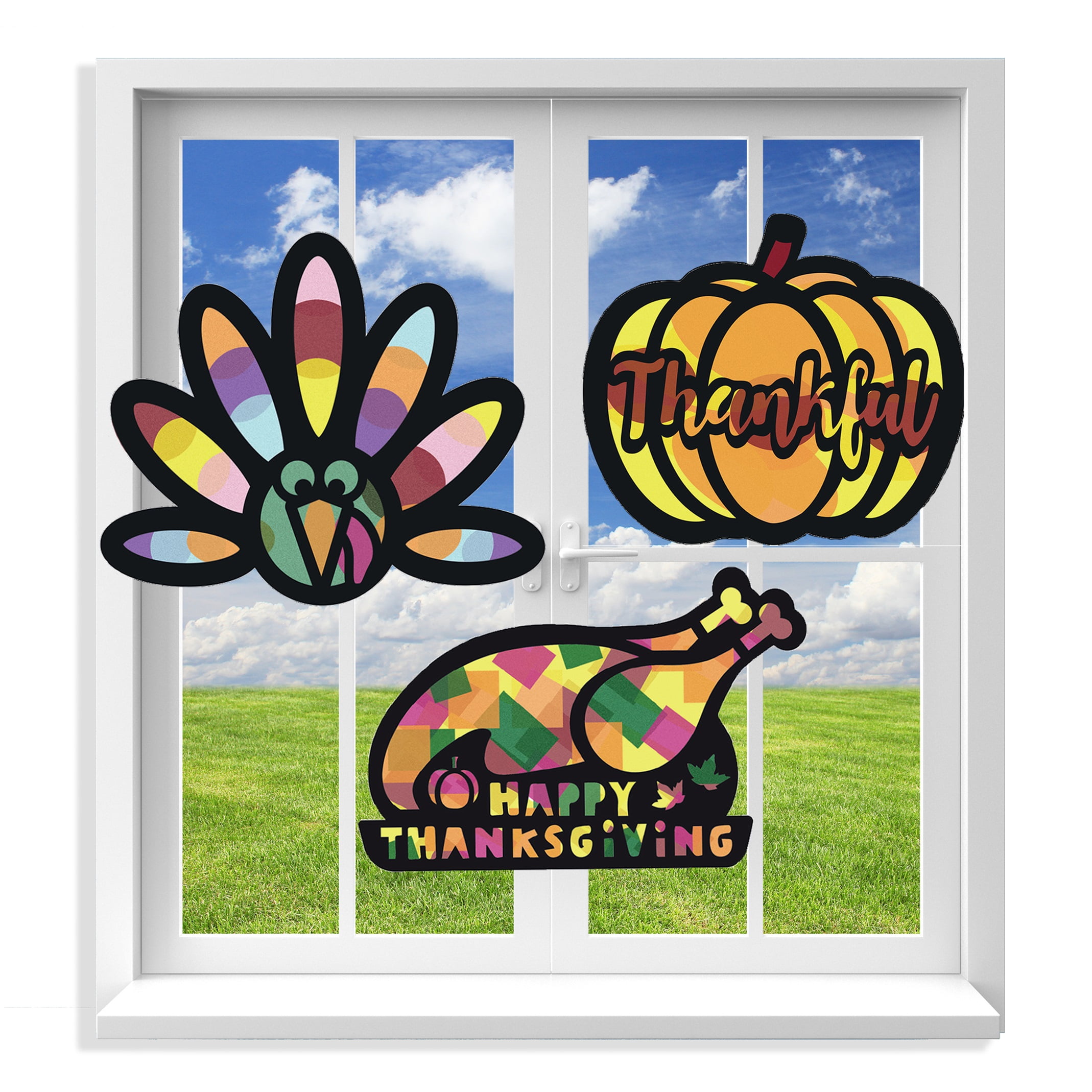 VHALE Suncatchers Craft, Stained Glass Effect Paper Sun Catcher Kit ...