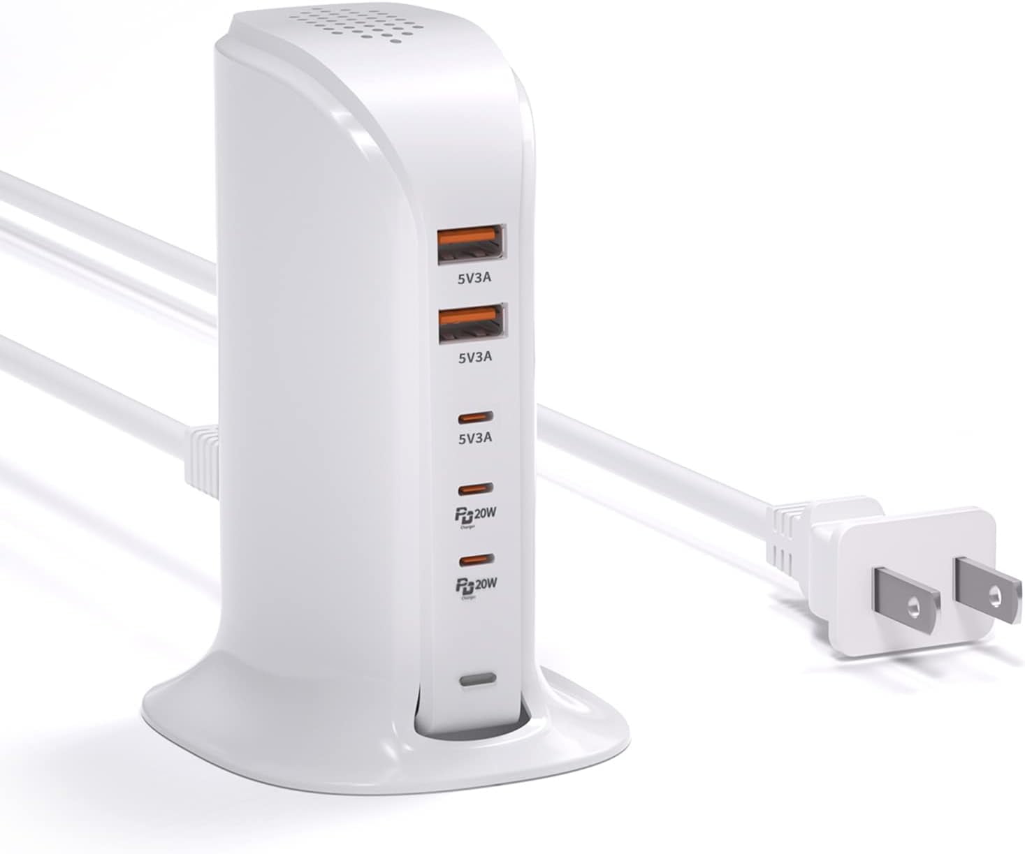 VHBW USB C Charger 5 Port Block,55W USB Tower Charging Station for ...