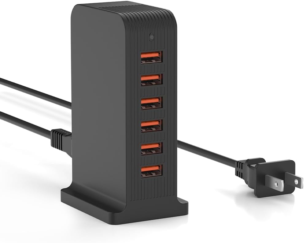 VHBW 50W USB Tower Charging Station, 6-Port Fast Power Desk for ...