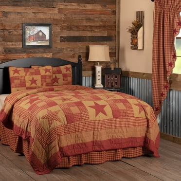 VHC Brands Farmhouse Plaid Bedding Set, Queen Quilt w/ 2 Shams, Black ...
