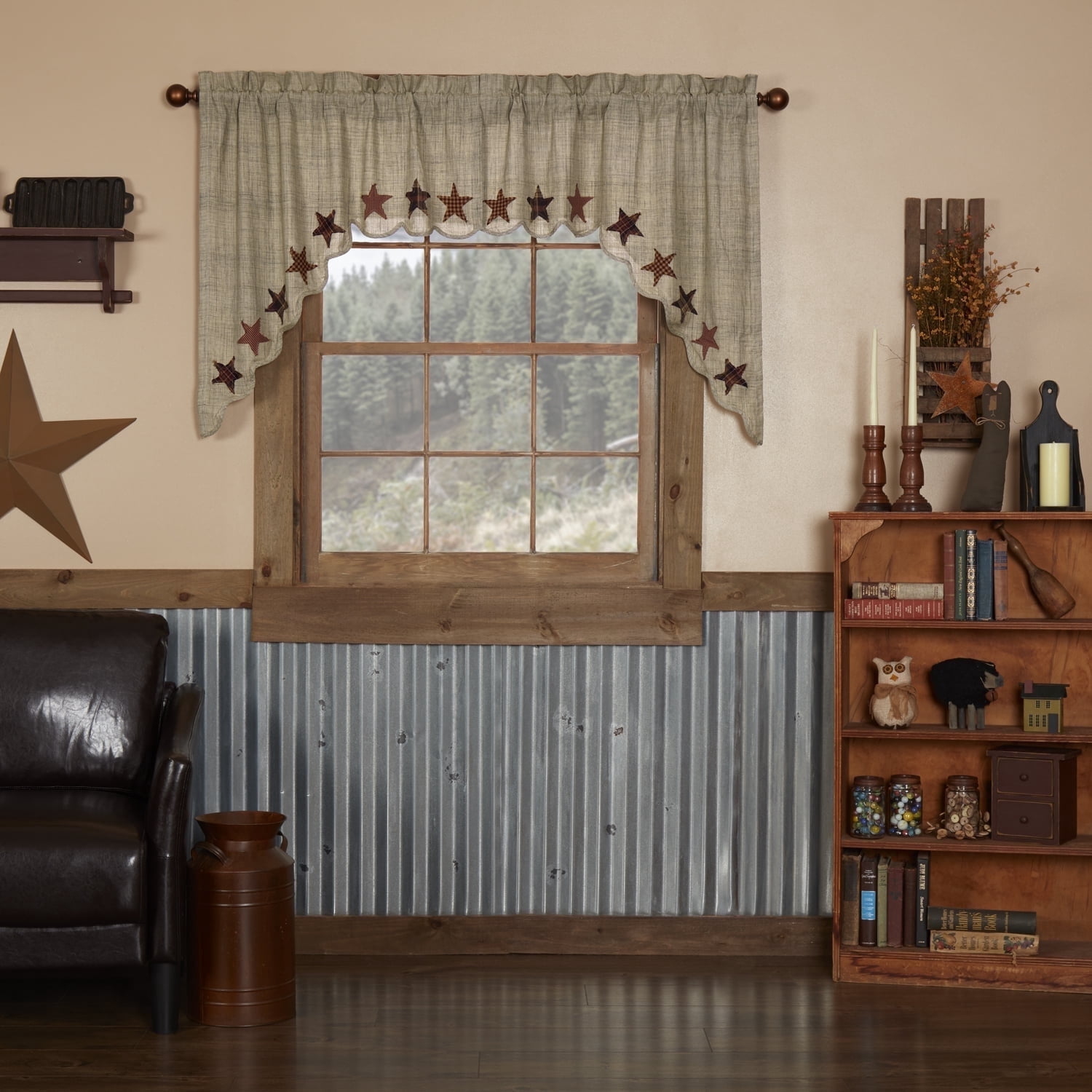VHC Brands Abilene, Cotton, 36x36x16, Star, Swag Set of 2, Tan ...