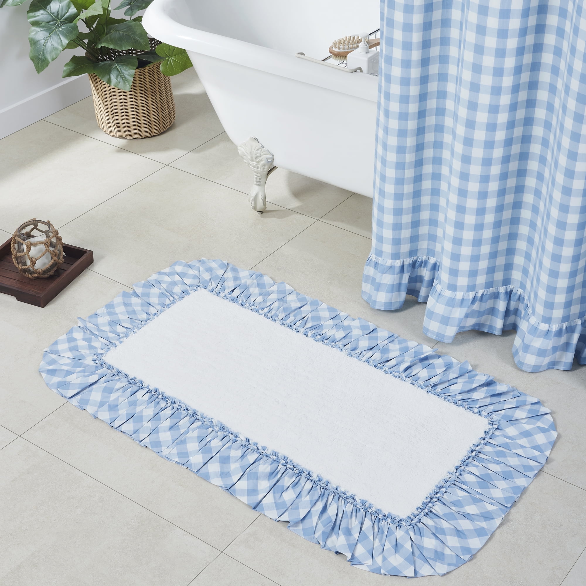 VHC Brands Annie Buffalo Check Bath Mat, Blue, 27x48 - Walmart.com