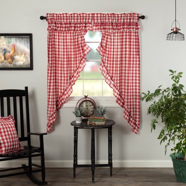 VHC Brands Annie Buffalo Portabella Check Farmhouse Ruffled Panel ...