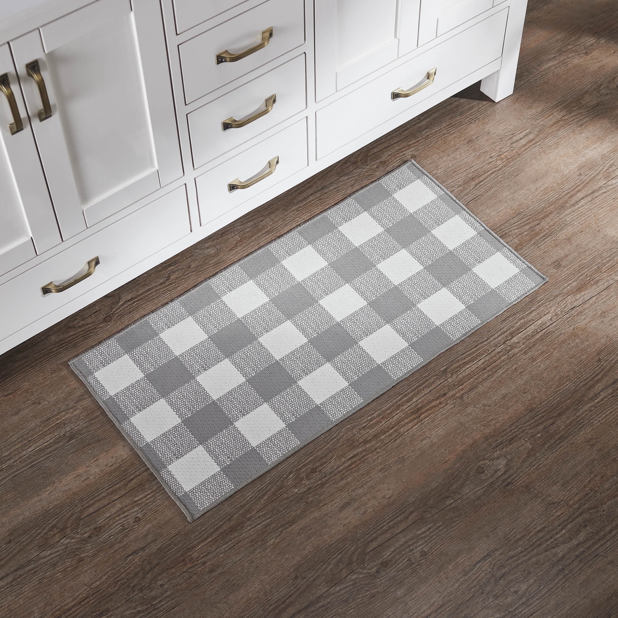 VHC Brands Annie Buffalo Check Grey Indoor Rug Rect 17x36, Polyester ...