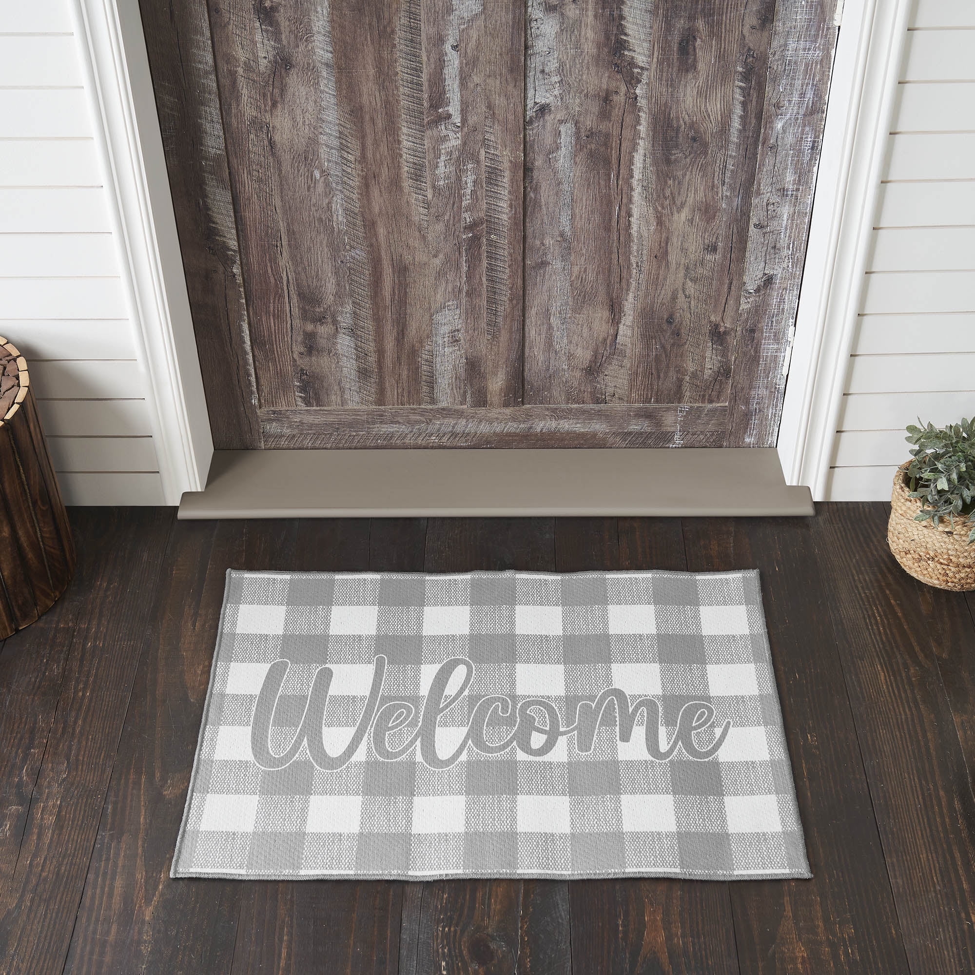 VHC Brands Annie Buffalo Check Grey Welcome Indoor Rug Rect 24x36 ...