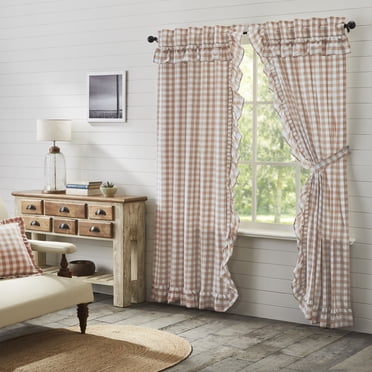 Simple Life Flax Natural Ruffled Short Panel Set of 2 63x36 - Walmart.com