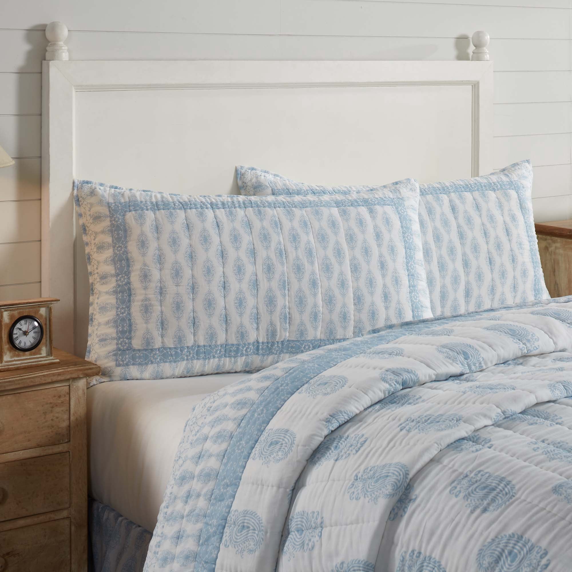 VHC Brands Avani Blue Boho Farmhouse Bedroom Decor, King Sham 21x37 ...