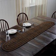 VHC Brands Farmhouse Primitive Jute Black Textured Striped Oval Table ...