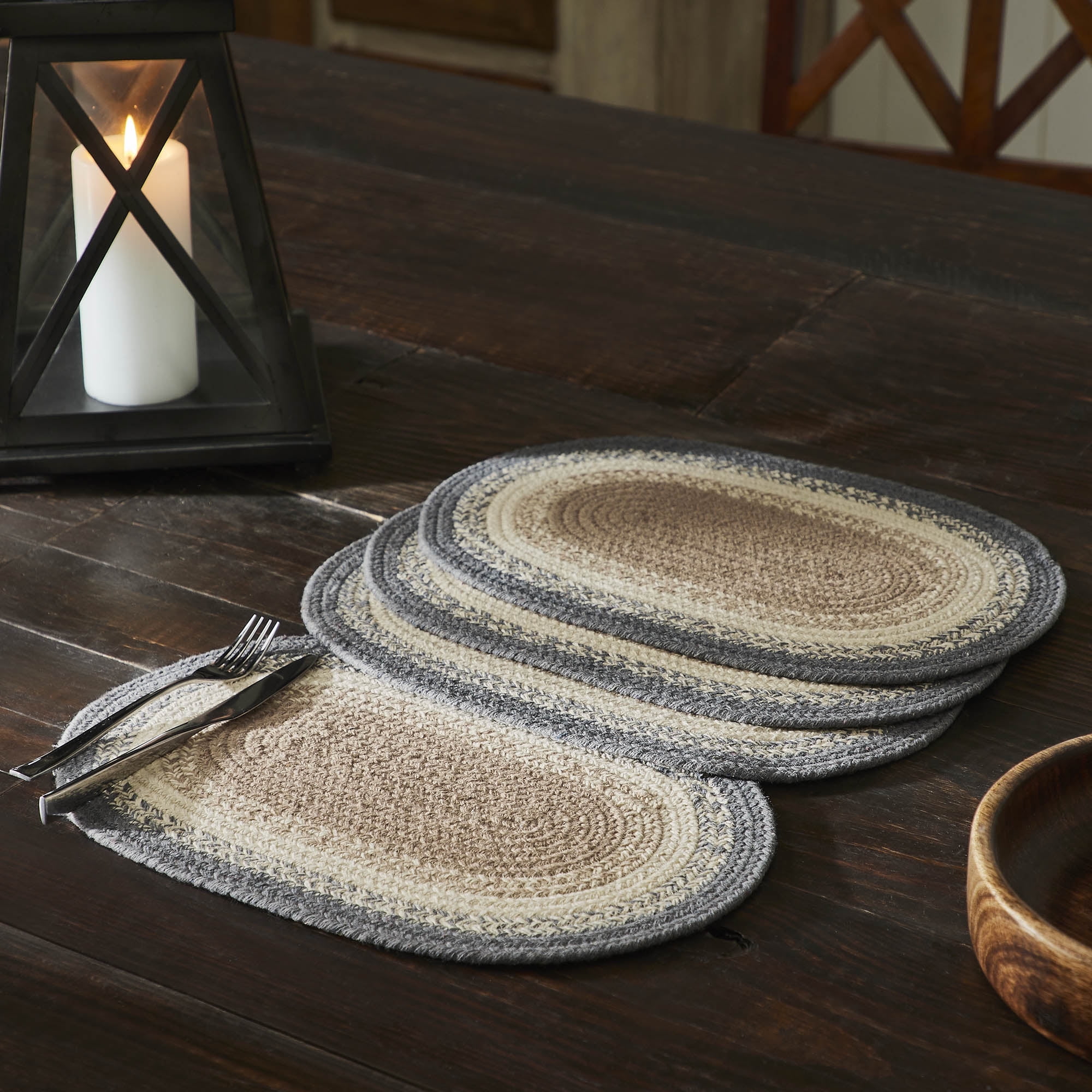 VHC Brands Braided Cotton Placemat 10x15 Set of 4, Cotton Dining Room ...