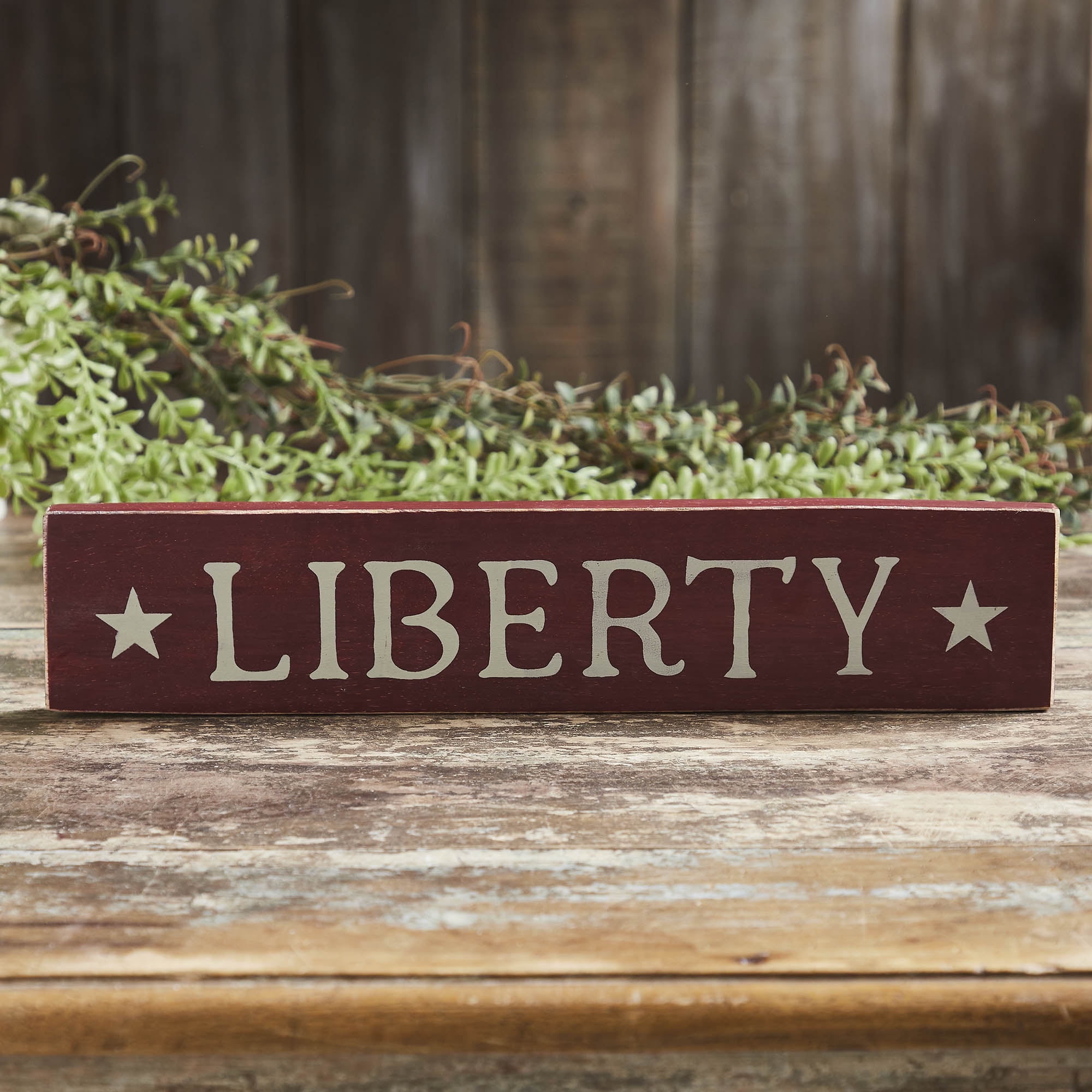 VHC Brands Burgundy Liberty Wooden Sign 3x14, Independence Day Decor ...