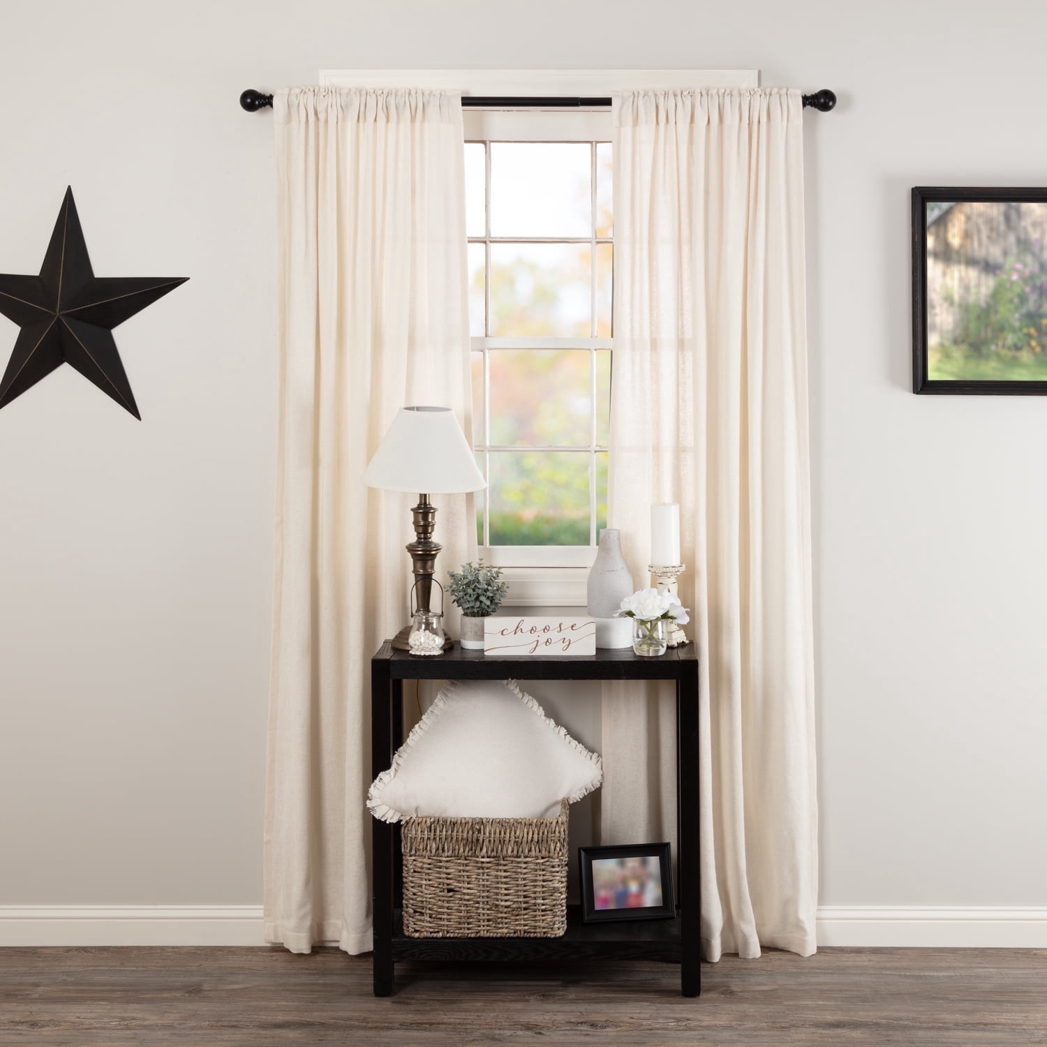 VHC Brands Farmhouse 84"x40" Panel Pair Creme Rod Pocket Burlap Window ...