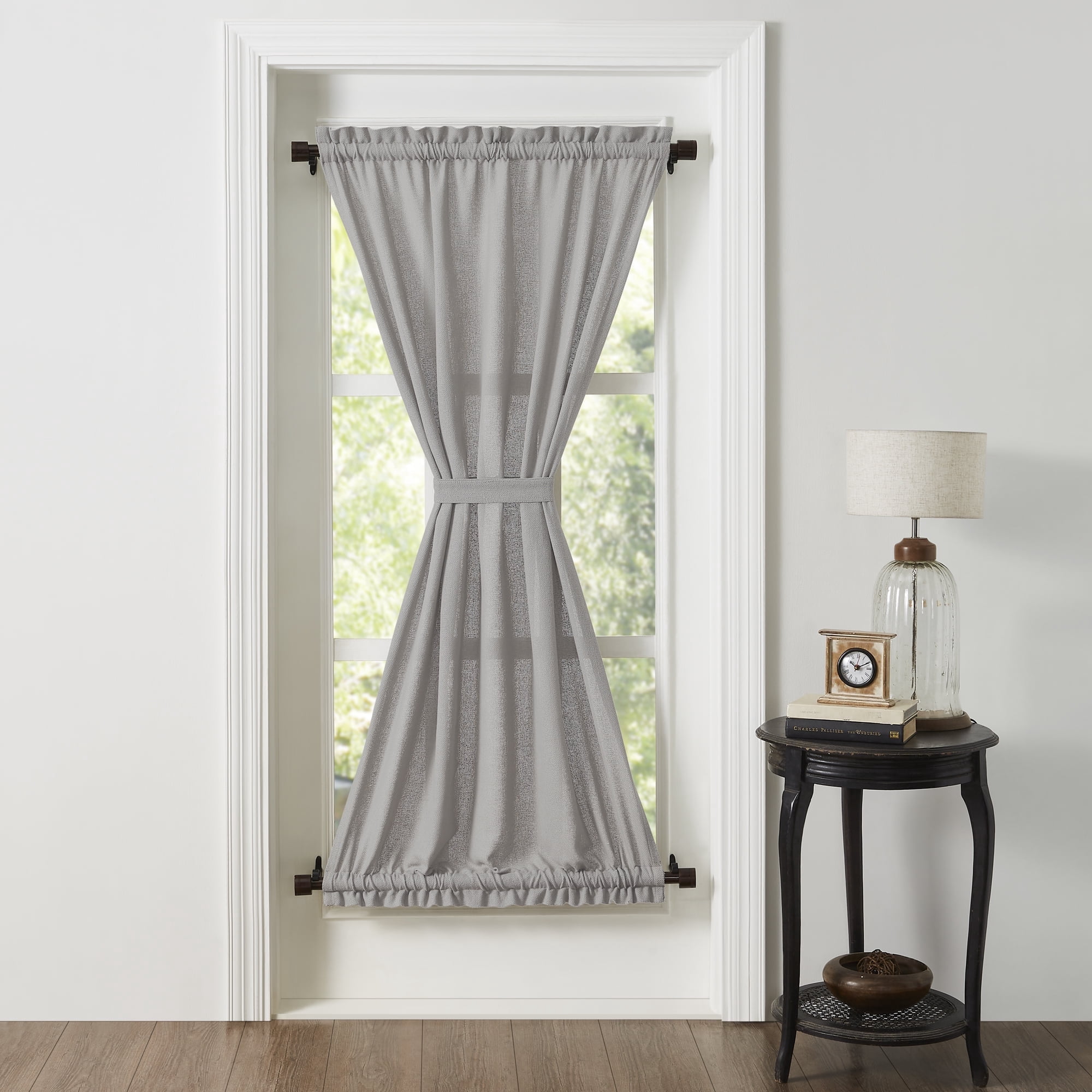 VHC Brands Farmhouse 72"x40" Door Panel Grey Rod Pocket Burlap Window ...