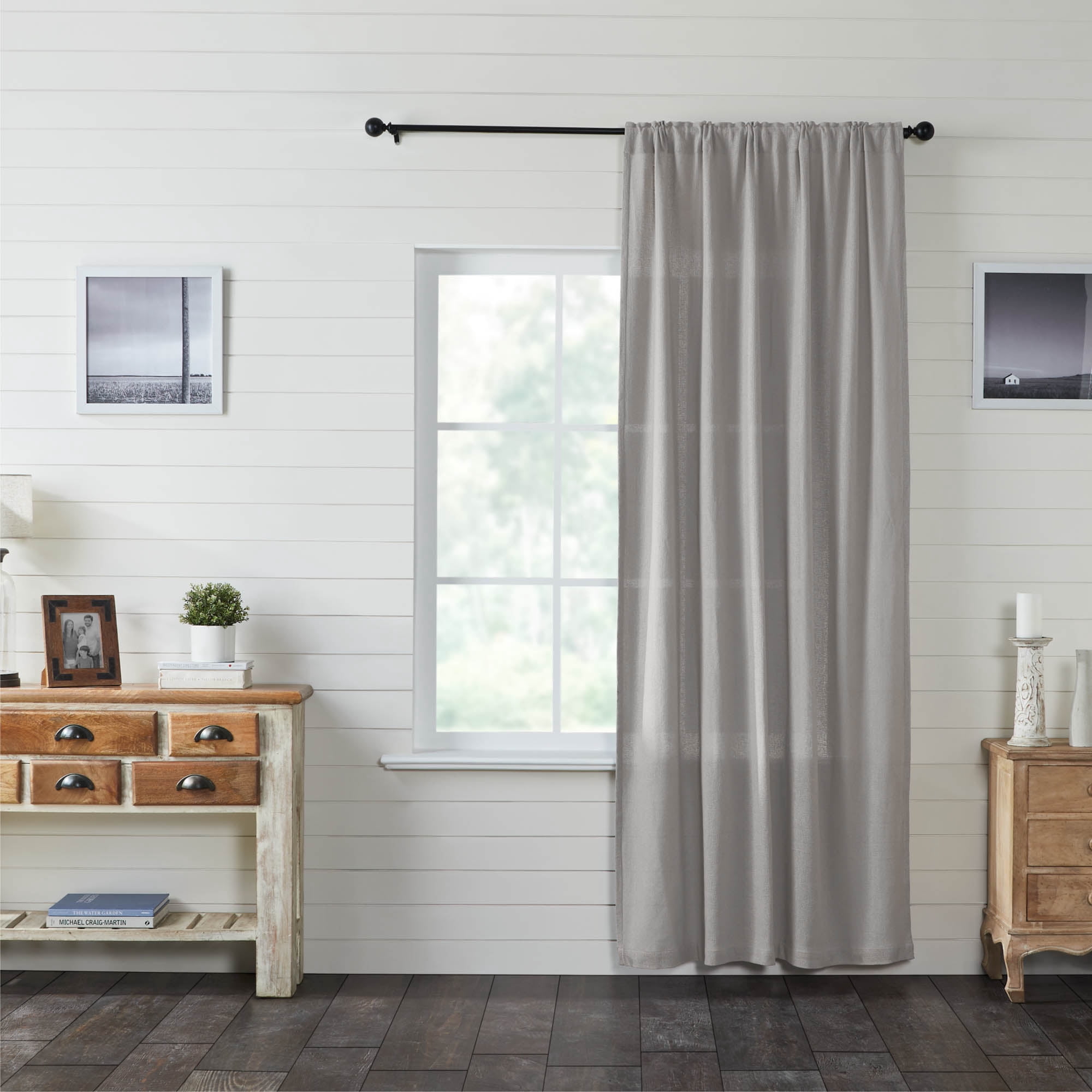 VHC Brands Burlap Farmhouse Curtain Panel, Dove Grey, 96x50 - Walmart.com