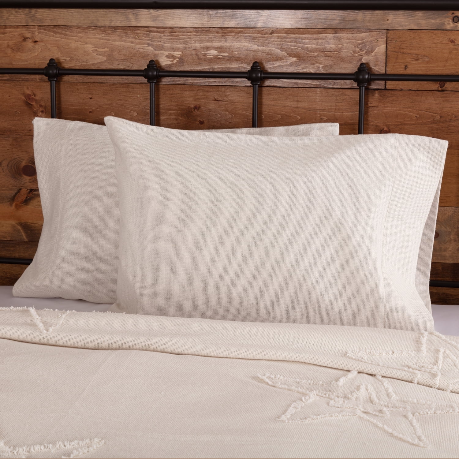 VHC Brands Burlap Natural Solid Color Cotton Farmhouse Bedding Standard ...