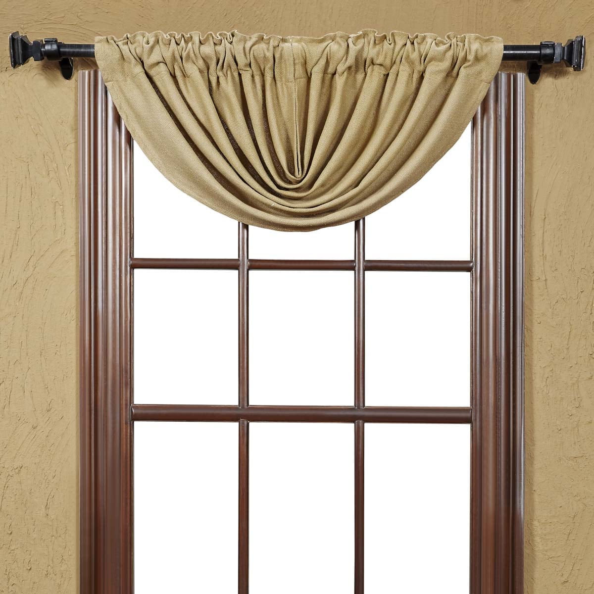 VHC Brands Burlap Window Balloon Valance Farmhouse Cotton Curtain ...