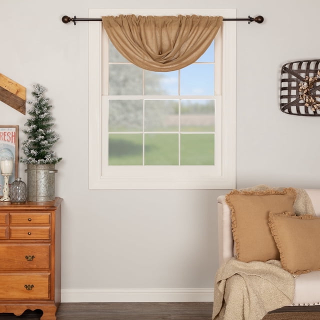 VHC Brands Country Farmhouse Kitchen Window Curtains and Shades -Burlap ...
