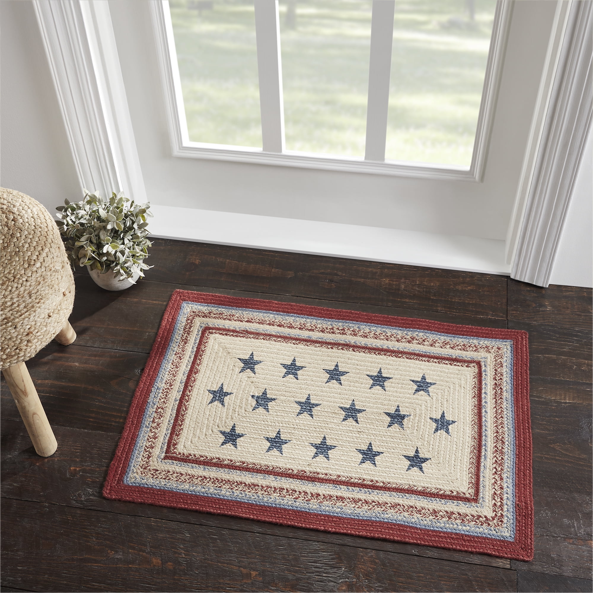VHC Brands Celebration Braided Jute Rug, Non-Skid Pad, Door Mat ...