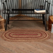 VHC Brands Kettle Grove Primitive Decor Jute Black Accent Rug Oval w ...