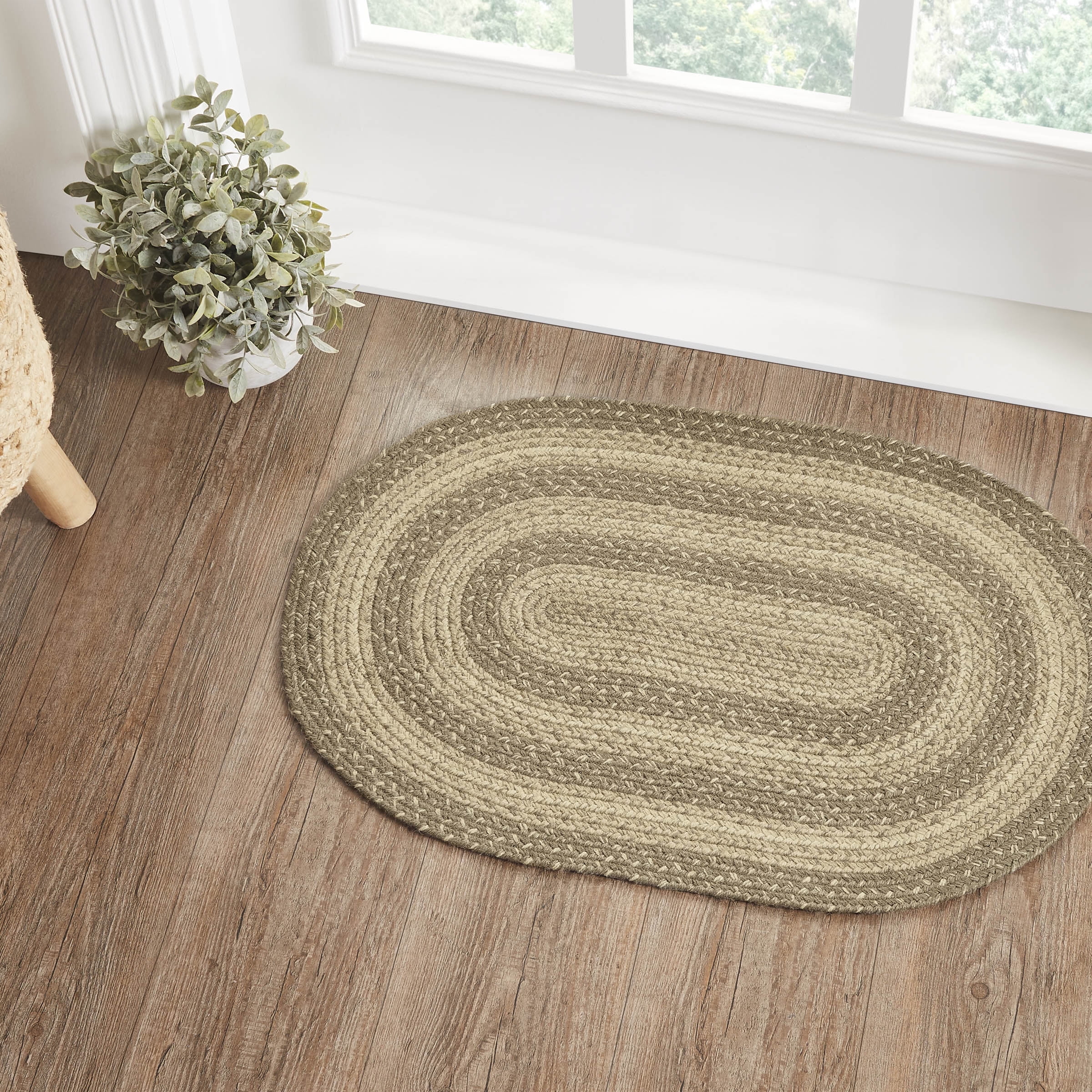 VHC Brands Cobblestone Rug with PVC Pad, Jute Blend, Oval, Tan Grey ...