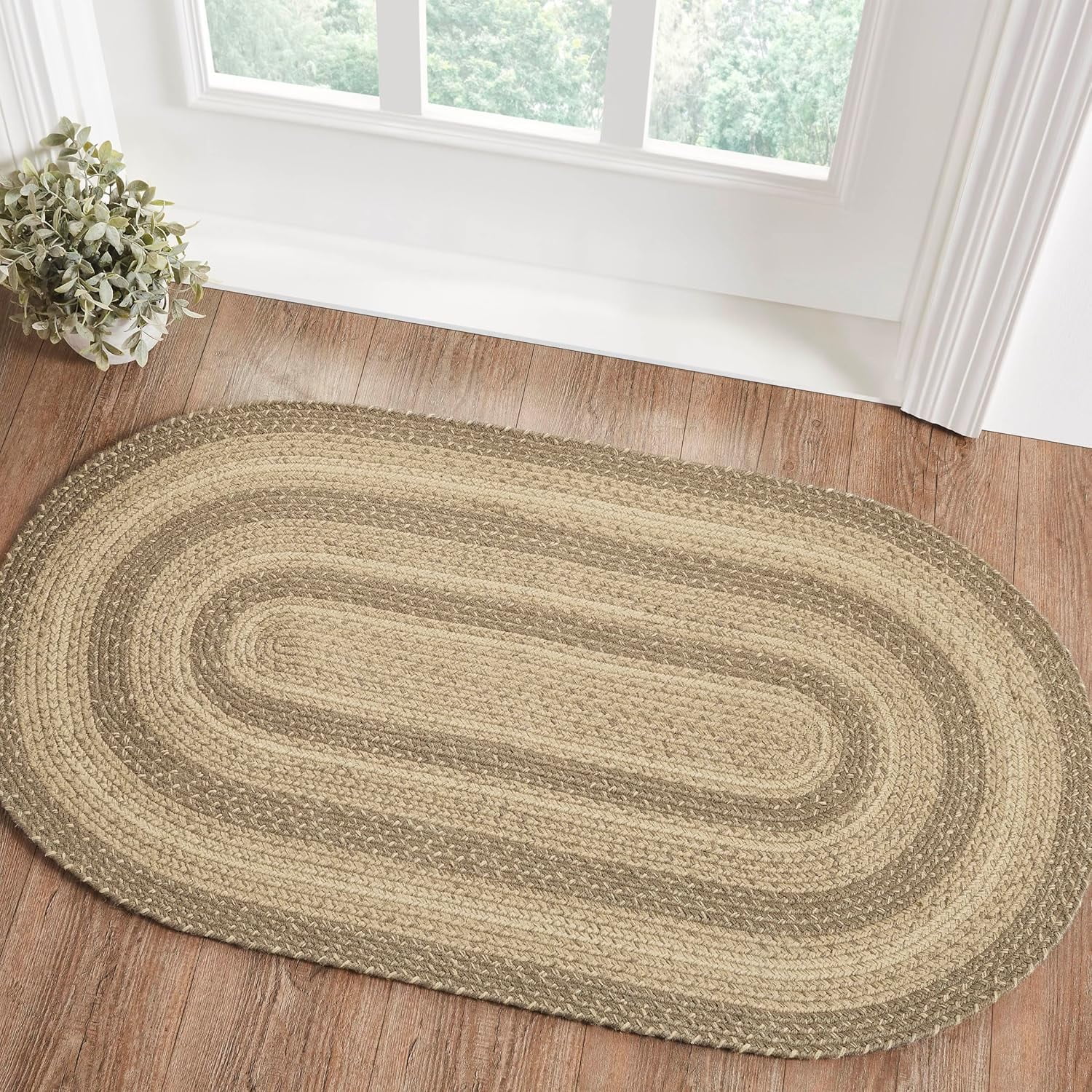VHC Brands Cobblestone Rug with PVC Pad, Jute Blend, Oval, Tan Grey ...