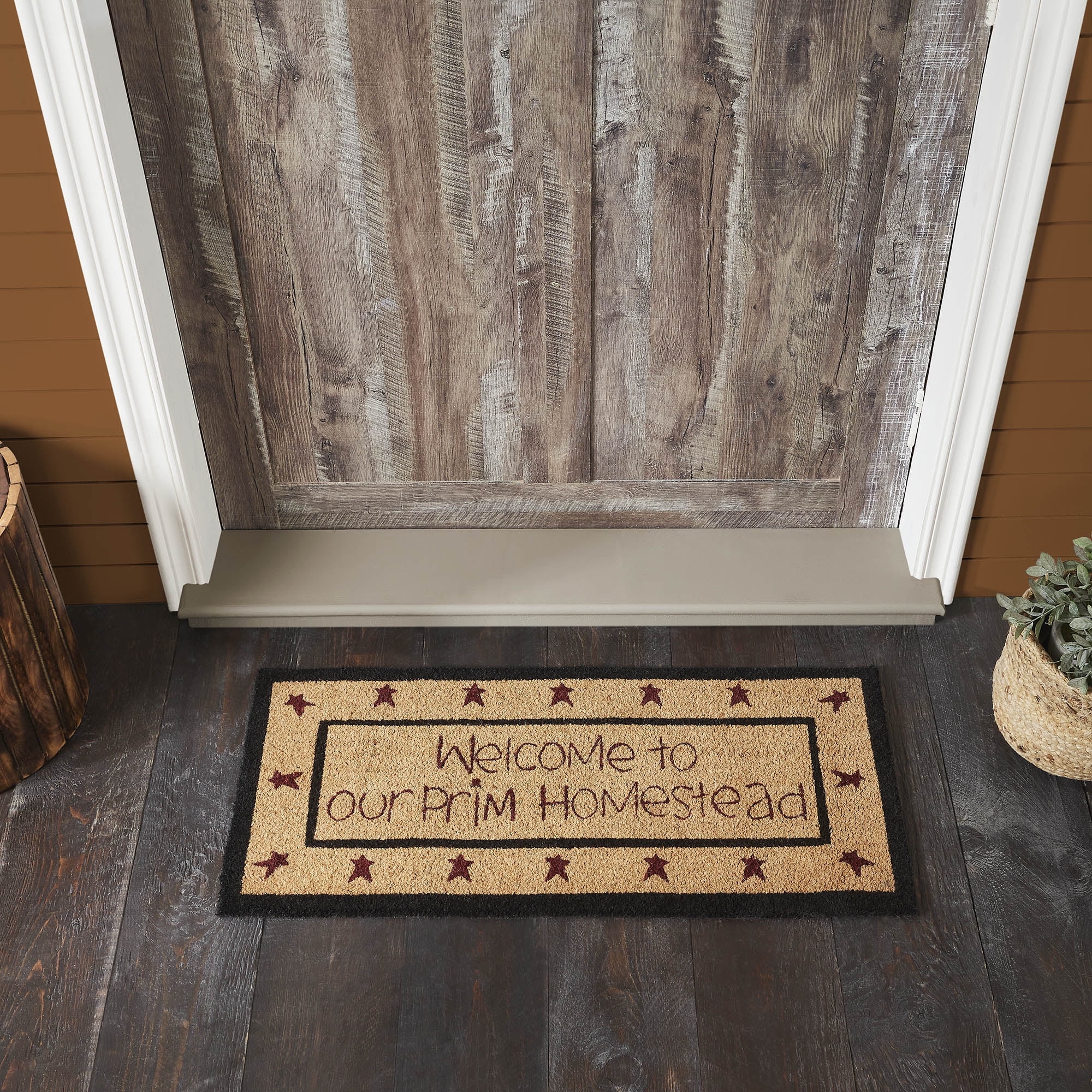 VHC Brands Coir Welcome Door Mat, Entry Rug, with PVC Backing, for ...