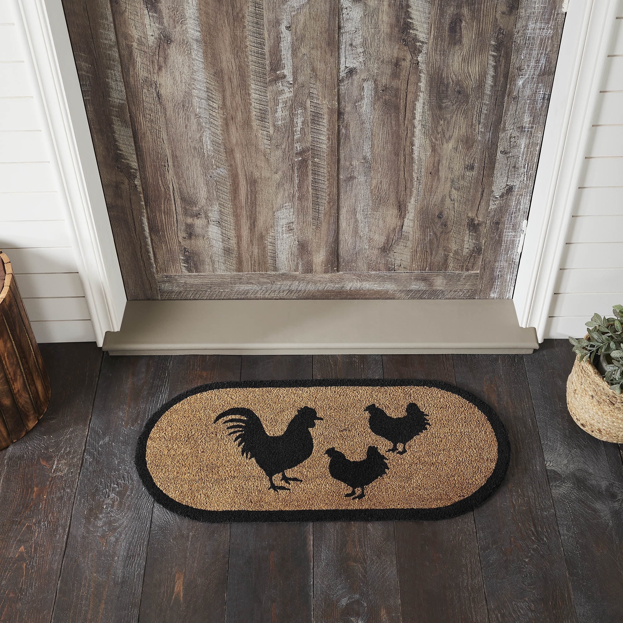 VHC Brands Down Home Country 17"x36" Rooster and Hens Accent Rug Tan ...