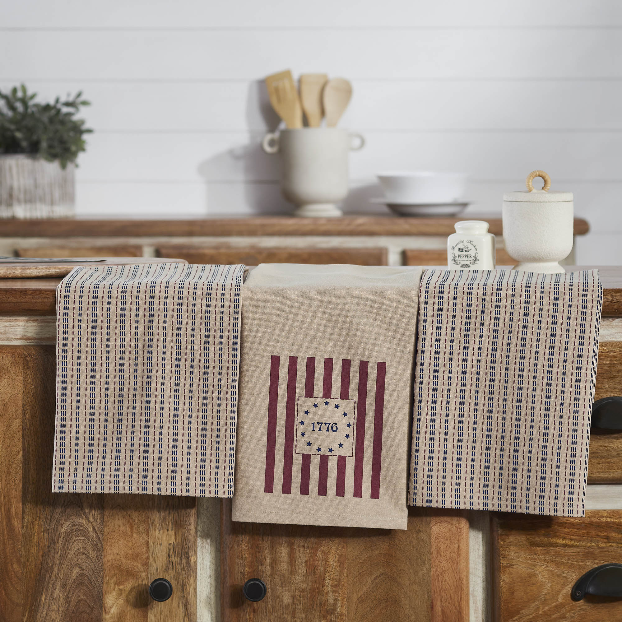 VHC Brands Cotton Kitchen Towel set of 3, Printed, Tea Towel, Dish ...