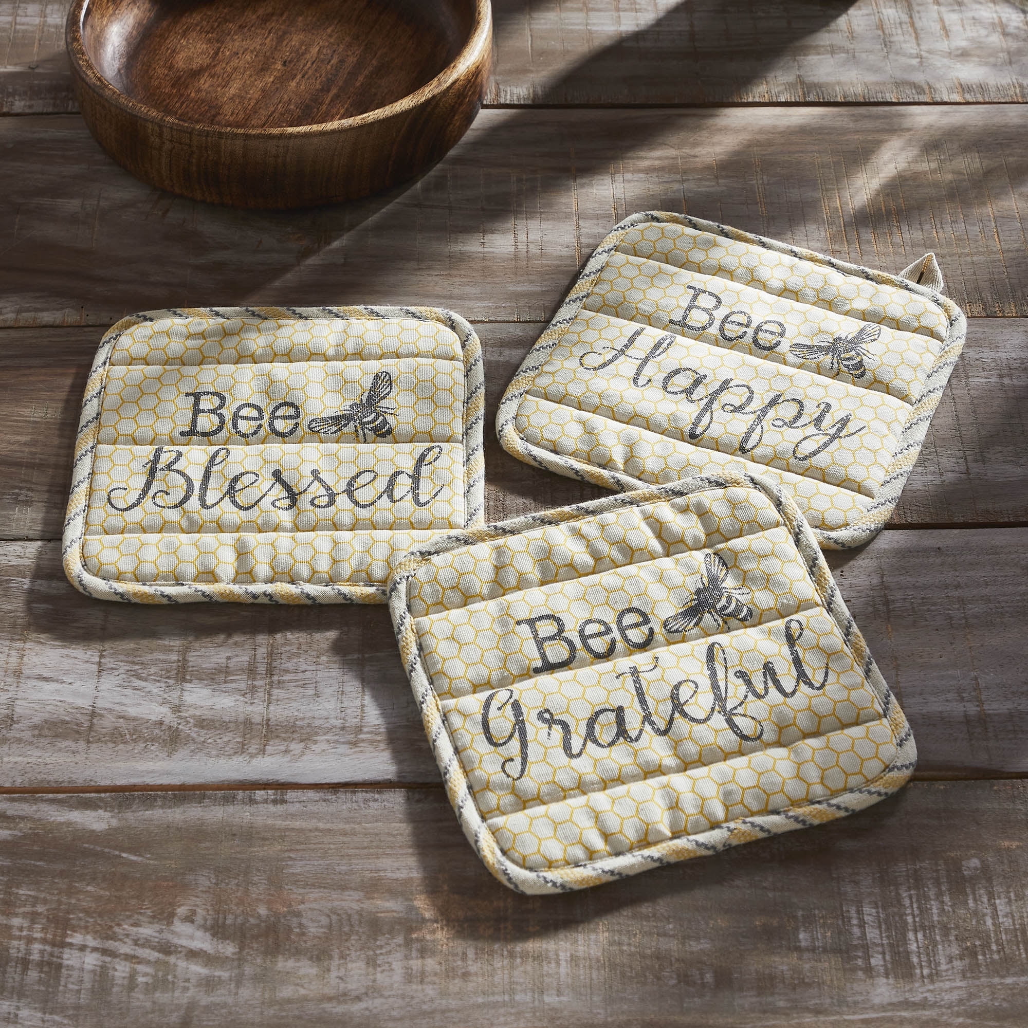 VHC Brands Cotton Pot Holder Set of 3, Heat Resistant, Kitchen ...