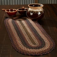 VHC Brands Farmhouse Primitive Jute Black Textured Striped Oval Table ...
