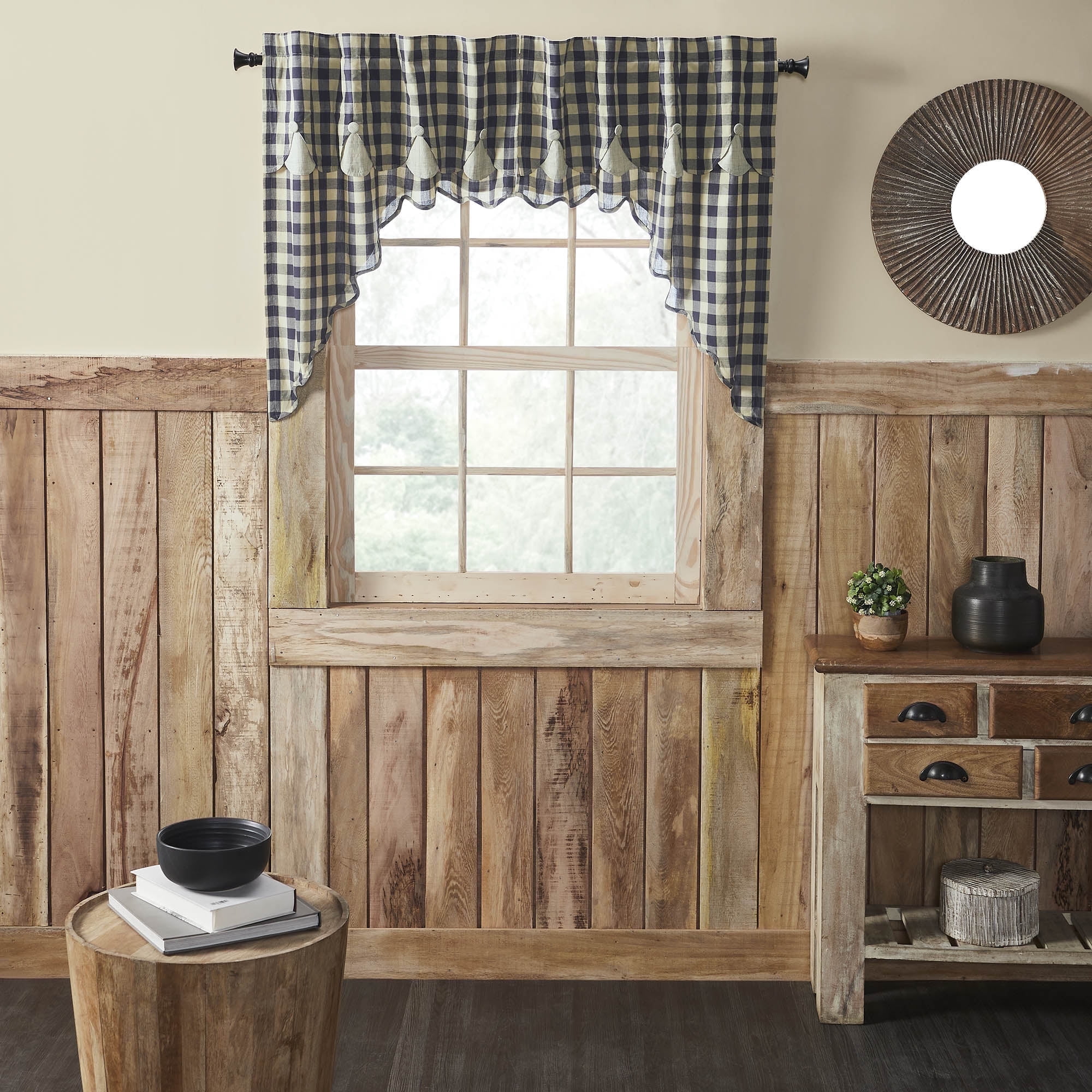 VHC Brands My Country Scalloped Layered Swag Set of 2 36x36x16, Window ...