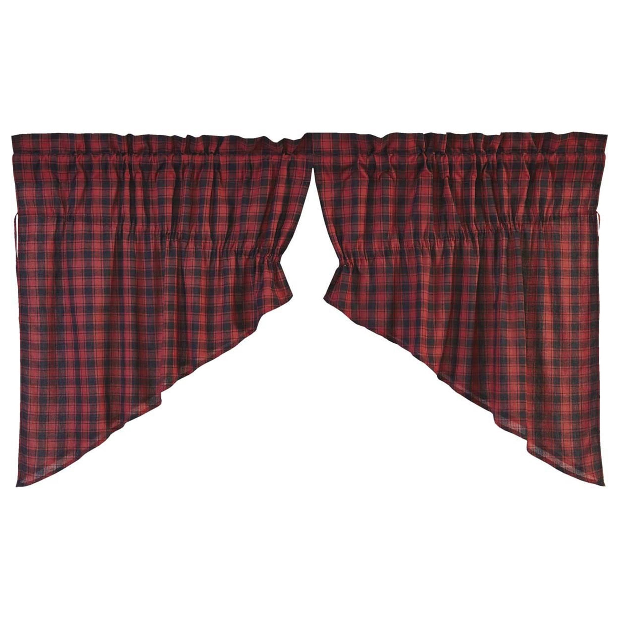 VHC Brands Cumberland Window Curtain Prairie Swag Set, Red (2 Panels ...