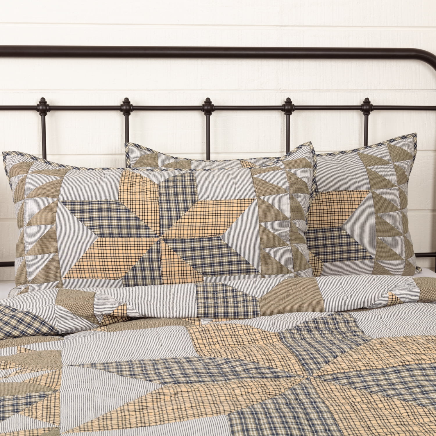 Navy Blue Primitive Bedding July Fourth Star Cotton Hand Quilted ...