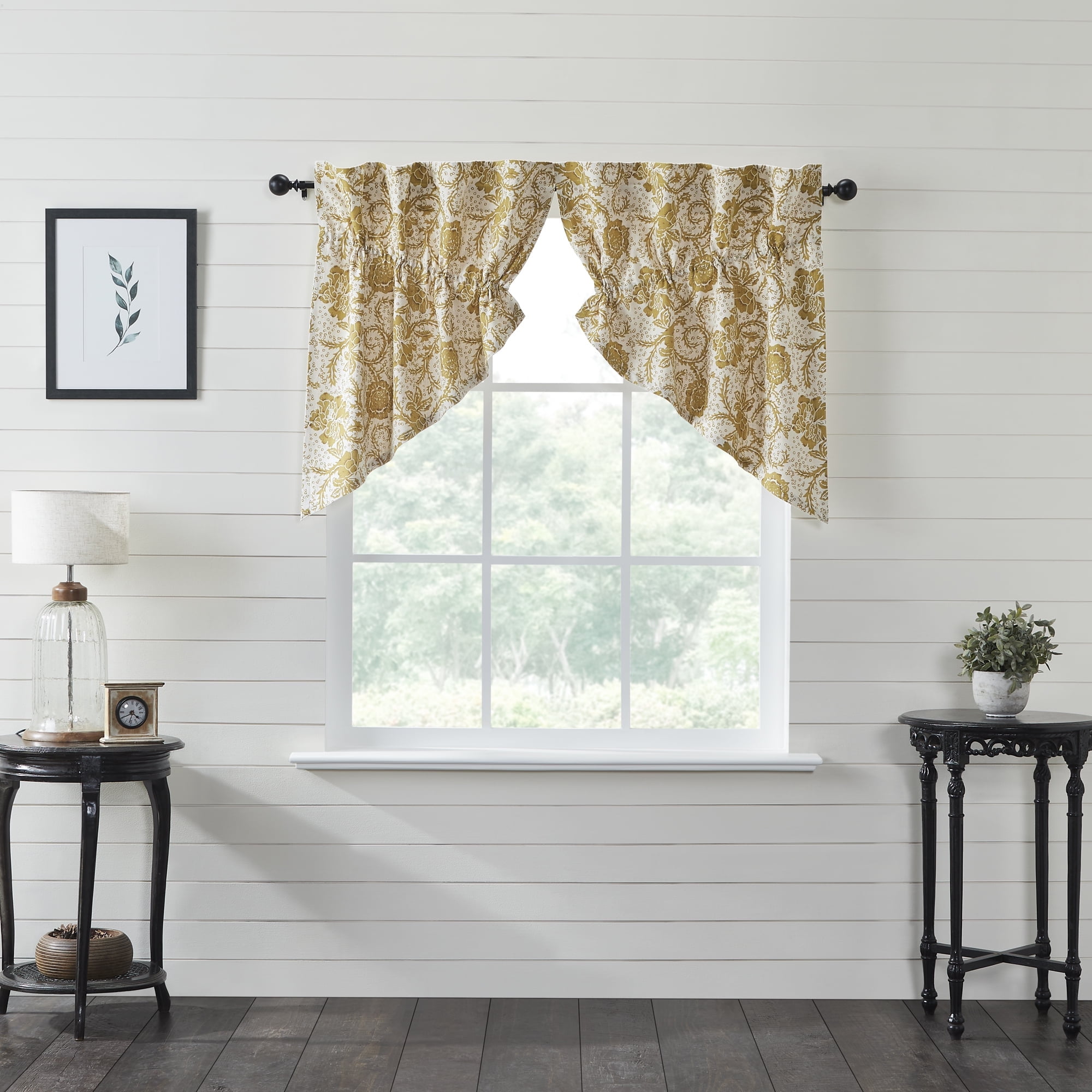 VHC Brands Dorset, Farmhouse Prairie Swag Valance Curtain Panels ...