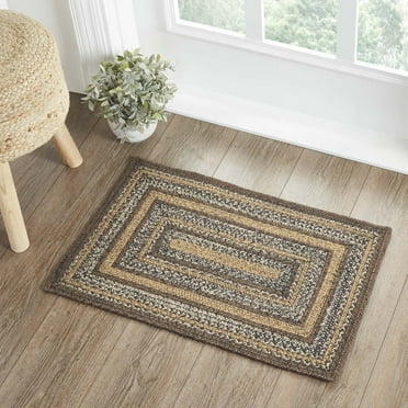 VHC Brands Tea Cabin Rustic Jute Striped Accent Rug Oval w/ Pad Floor ...