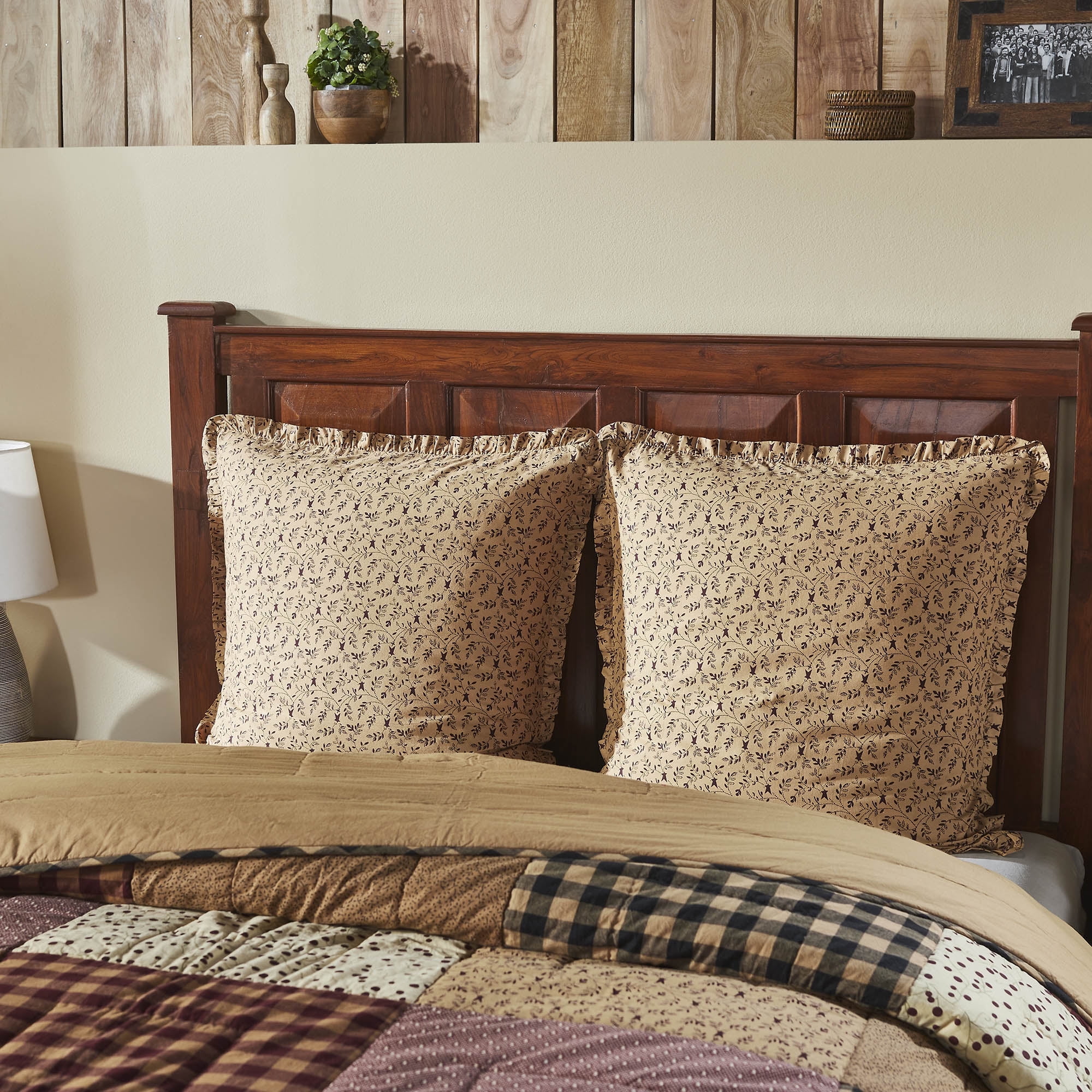 VHC Brands Euro Sham Ruffled Set of 2, Cotton Bedroom Euro Sham Covers ...