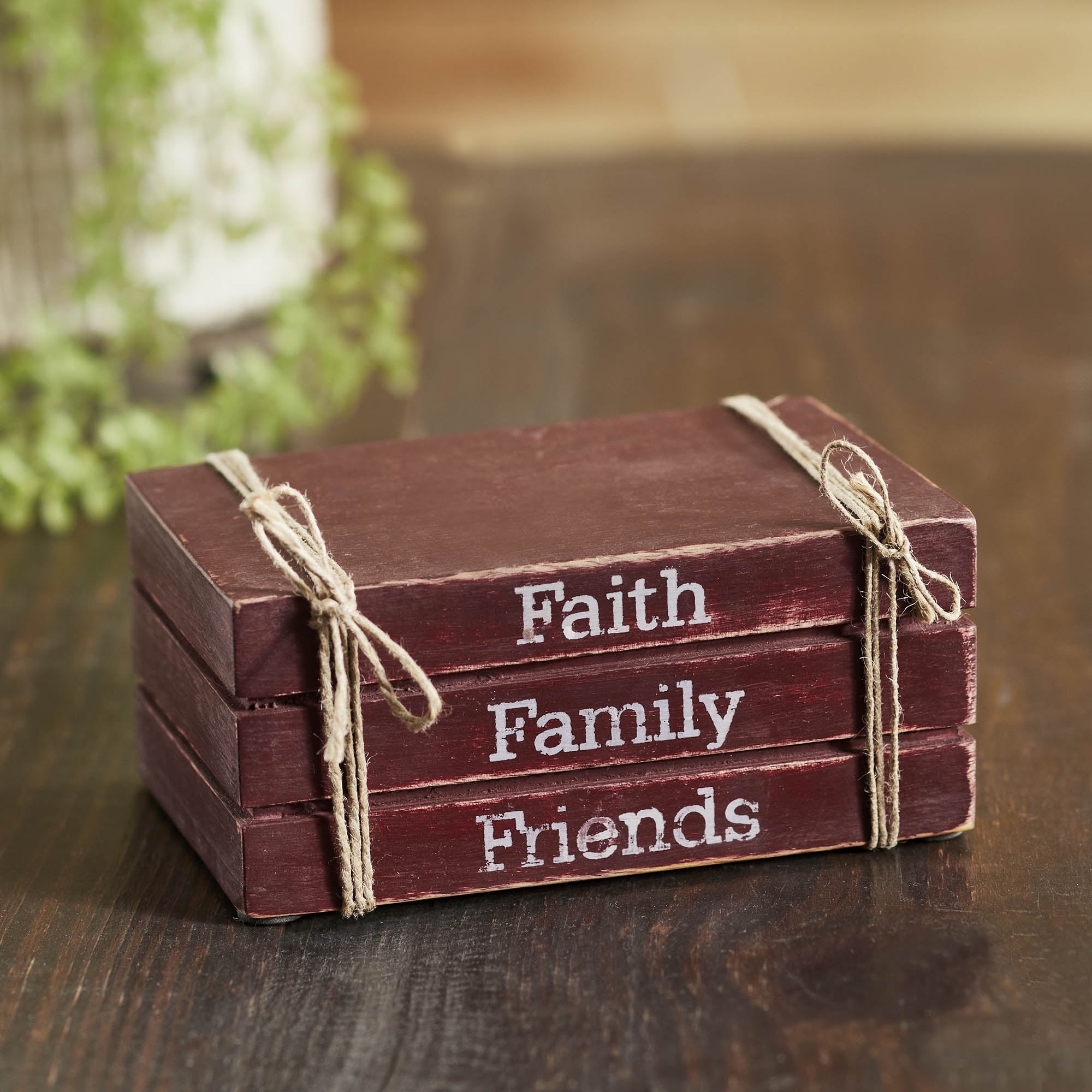 VHC Brands Faux Book Stack for Table Office Bookend Wooden Religious ...