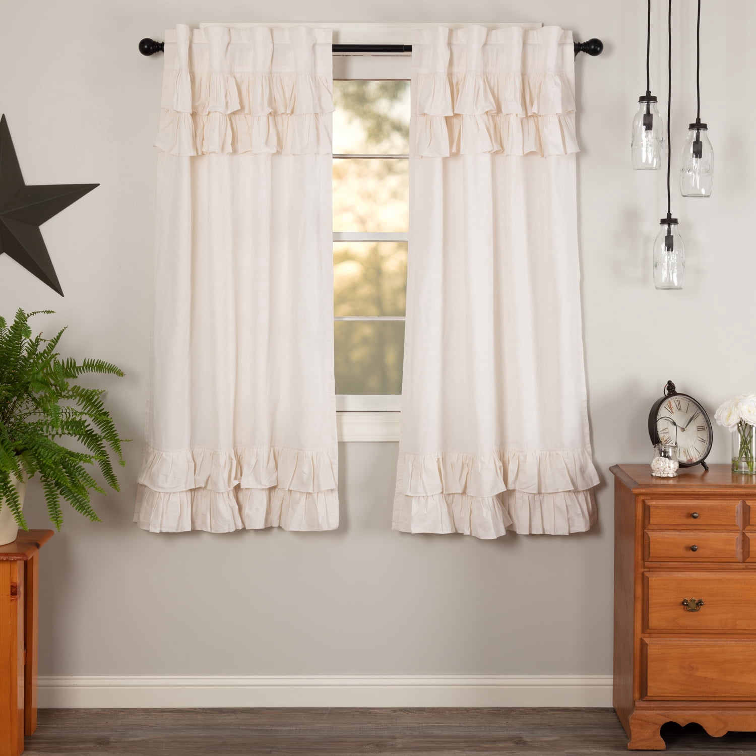 VHC Brands Farmhouse Curtains Simple Life-Rod Pocket Cotton Linen Blend ...