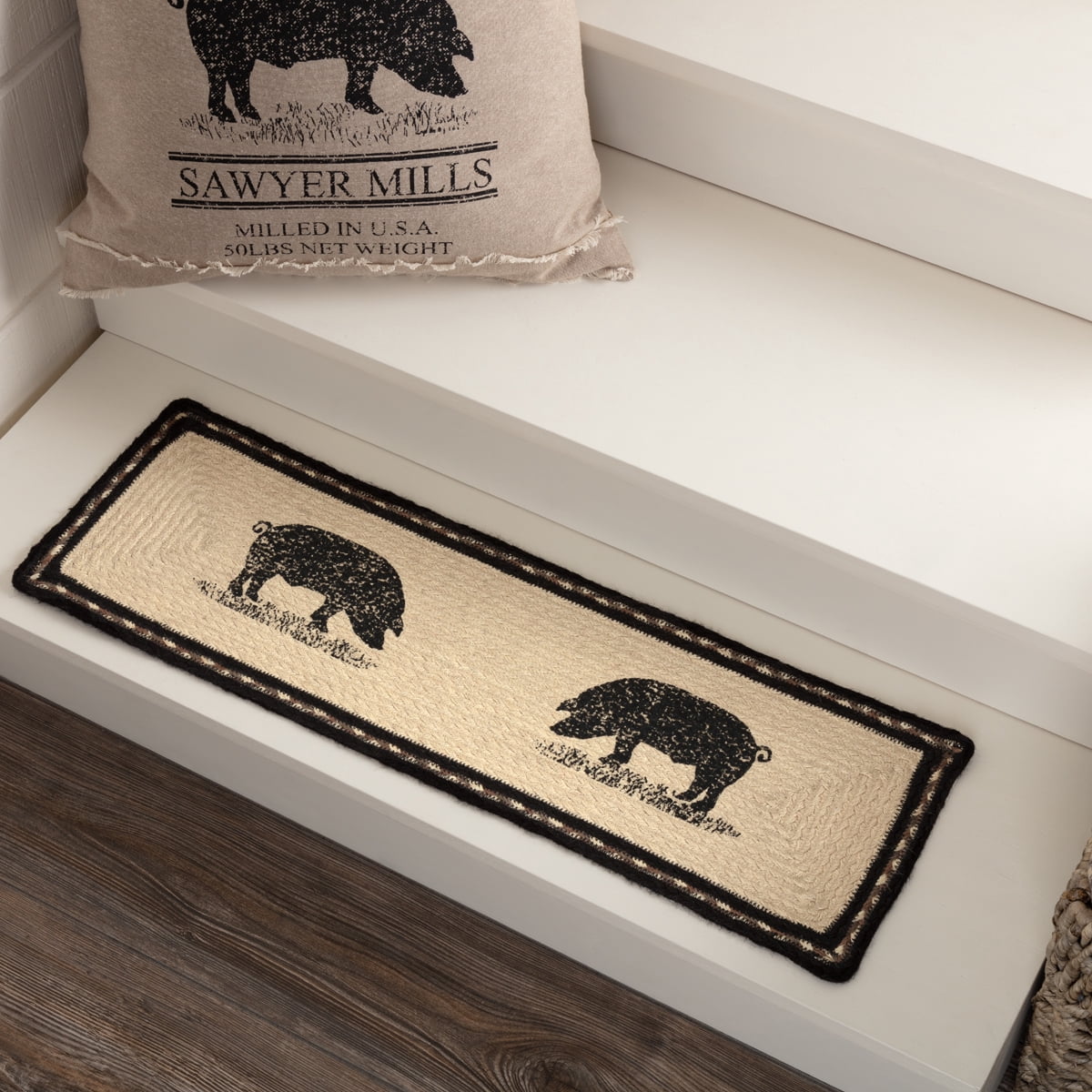 VHC Brands Farmhouse Flooring Miller Farm Charcoal Pig Jute Latex ...