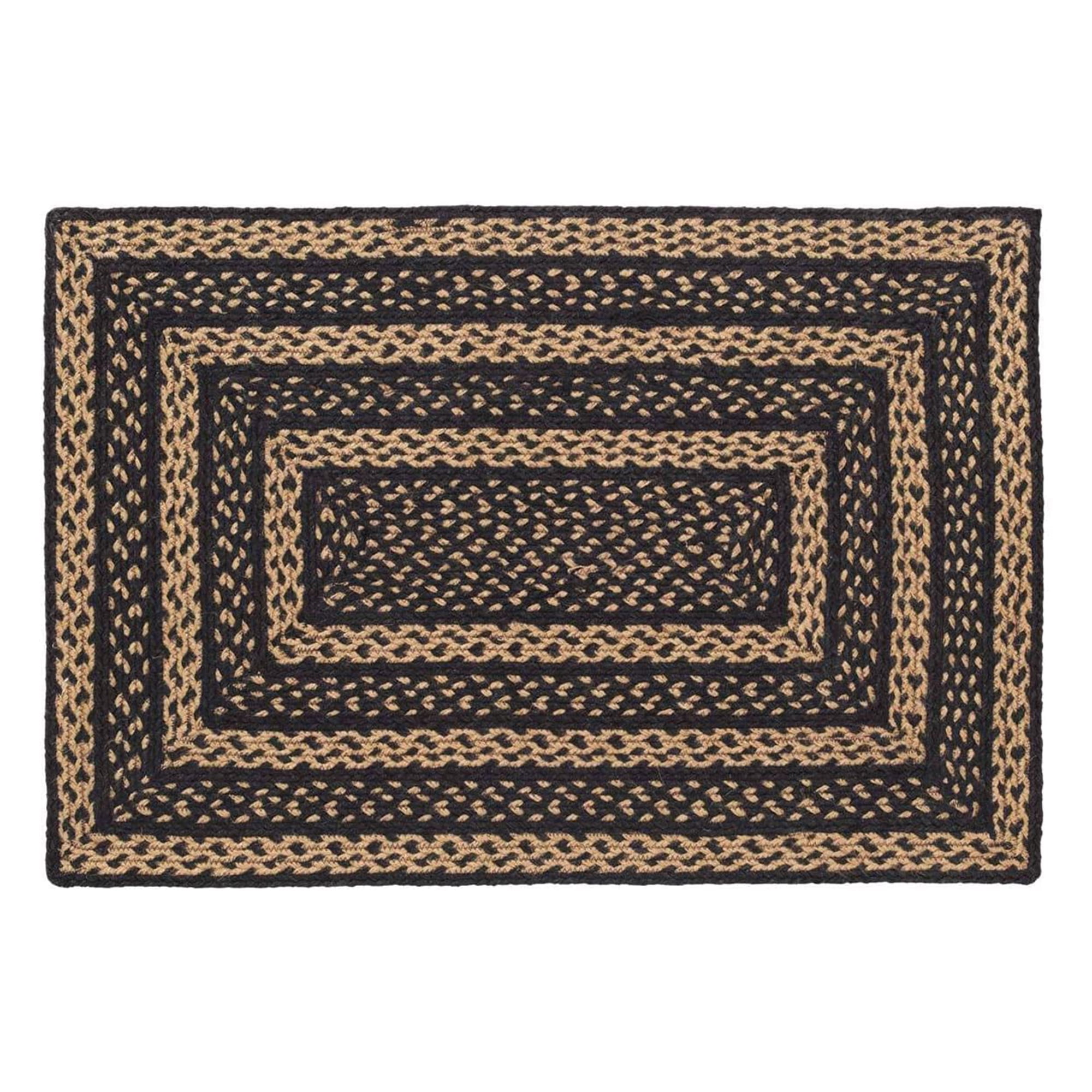 VHC Brands Farmhouse Jute 24 x 36" Country Rectangular Rug, Black & Tan ...