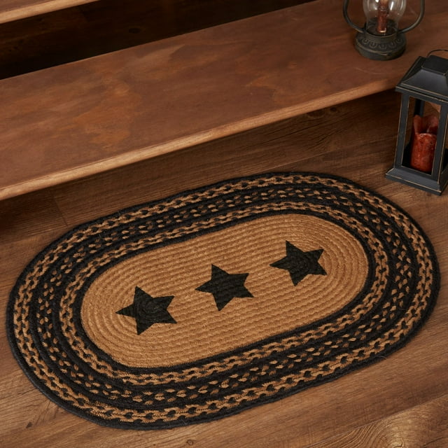 VHC Brands Farmhouse Primitive Star Black Stenciled Accent Jute Rug ...