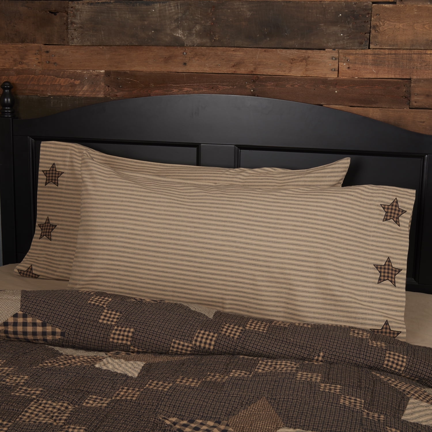 VHC Brands Farmhouse Star Appliqued Cotton Primitive Bedding King ...