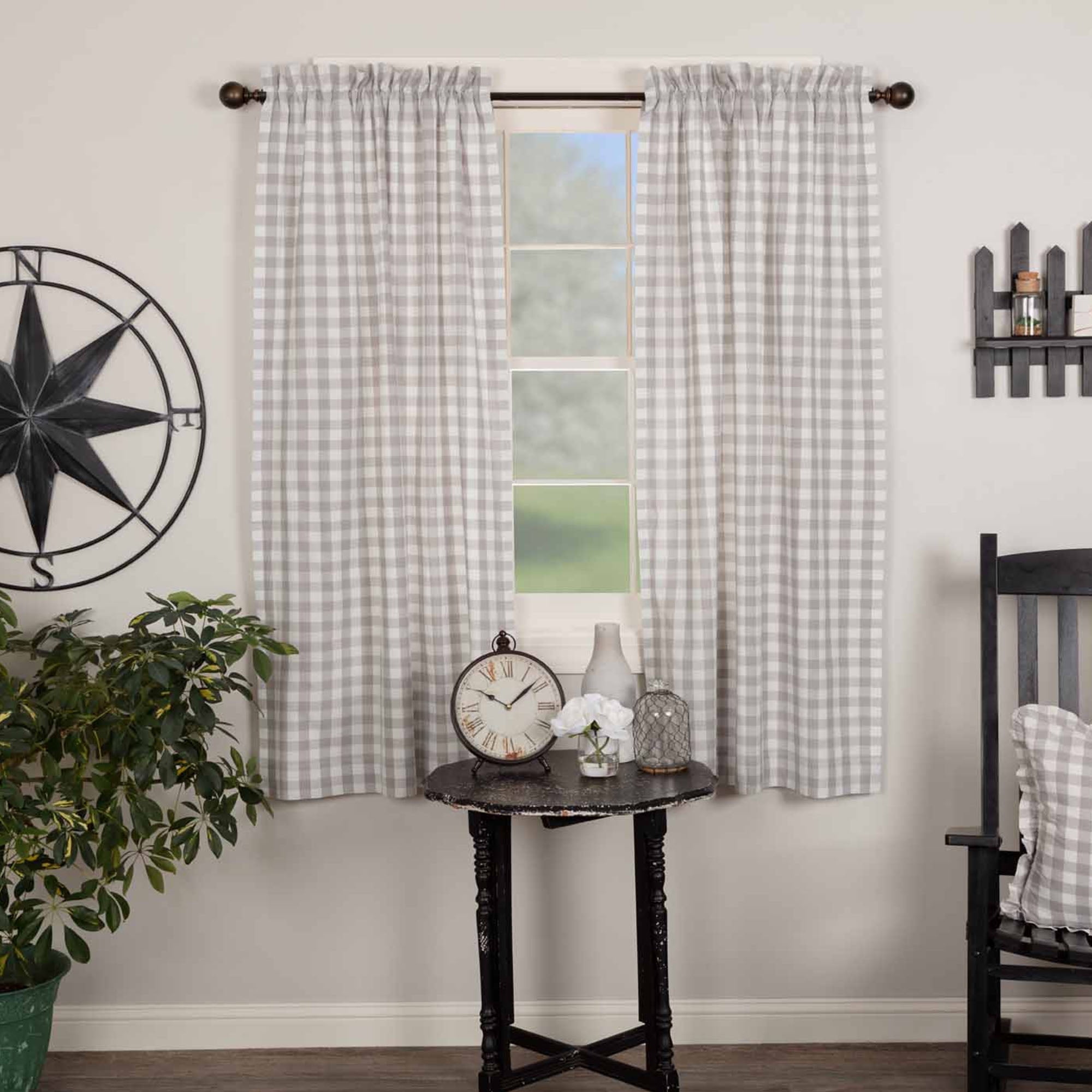 VHC Brands Farmhouse Window Annie Buffalo Check White Lined Short ...