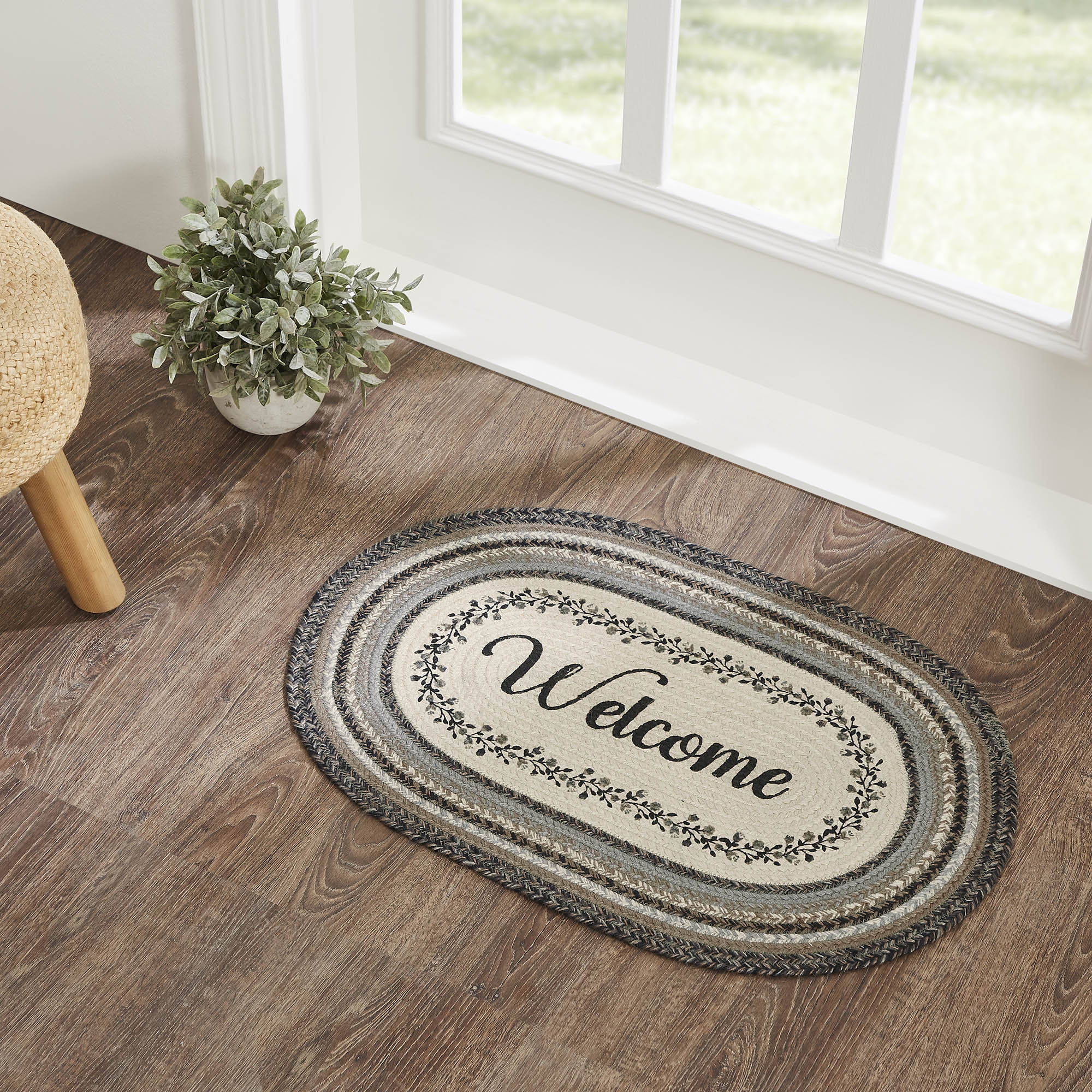 VHC Brands Floral Vine Farmhouse 20"x30" Welcome Accent Rug Black ...
