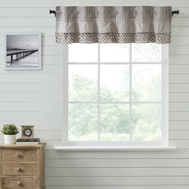 VHC Brands Kaila Country Cottage Ruffled Blue Ticking Stripe Kitchen ...