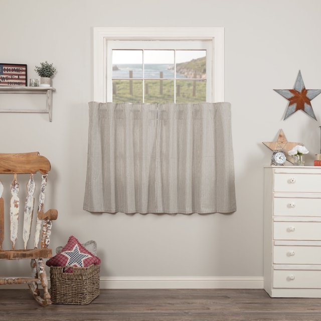 VHC Brands Frayed Lattice Curtain Valance, Creme & Black, 16x72 ...