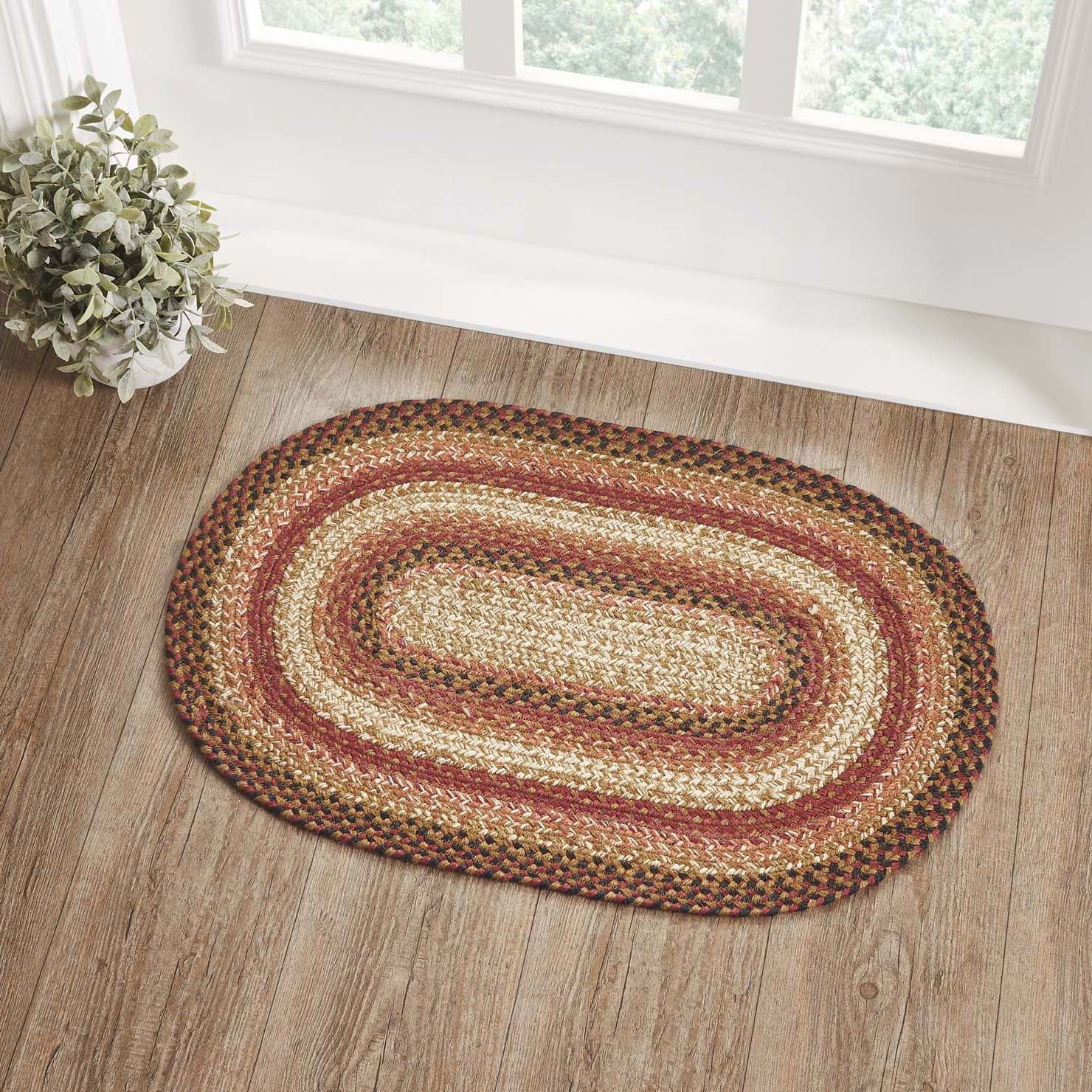 VHC Brands Ginger Spice Rug with PVC Pad, Jute Blend, Oval, Orange Red ...