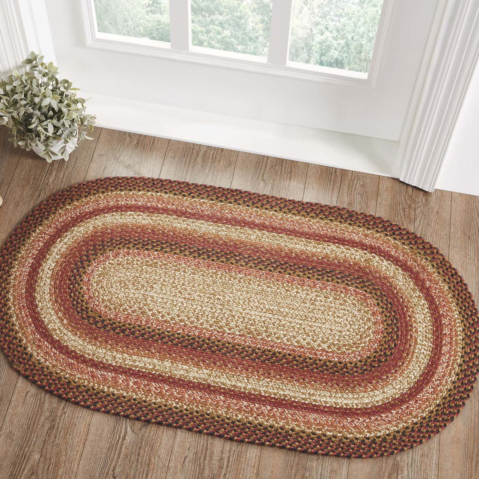 VHC Brands Ginger Spice Rug with PVC Pad, Jute Blend, Oval, Orange Red ...